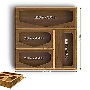 Homelie | Premium Bamboo Ziplock Bag Organizer & Extra Tray - 4 Sizes Bamboo Baggie Storage Organizer for Best Home Kitchen Organization, Drawer and Pantry Sandwich Plastic Bags Containers Organizers