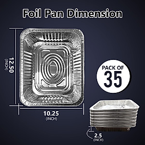 Aluminum Foil Pans (35 Pack), 9x13 Disposable Aluminum Pans Heavy Duty Baking Tin Foil Trays for Baking, Great for Pack 35