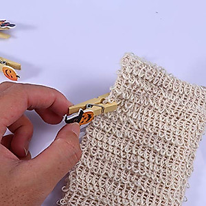 Cabilock 10Pcs Halloween Wooden Cartoon Clothespins Halloween Decorations Mini Pumpkin Head Clothespins Clips Crafts Decor for Party