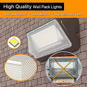 DEMILARE 70W LED Wall Pack Light with Dusk to Dawn Photocell, 8400lm Quick Installation Security Lighting AC120V, IP65 Waterproof 5000K Commercial Wall Lights for Outdoor Barn, Shop, Garage