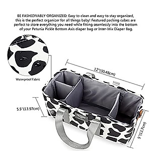 Baby Diaper Caddy Bag - 5pcs Set Diaper Stroller Bag Organizing Pouches Baby Basket Diaper Storage Caddy With Insulation bag (Black&White)