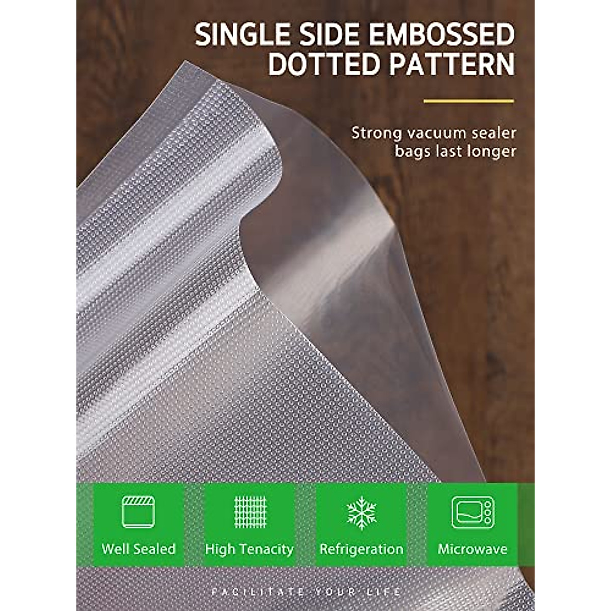 Syntus Vacuum Sealer Bags for Food, 2 Rolls 8" x 50' Commercial Grade Bag Rolls, Food Vac Bags for Storage, Meal Prep or Sous Vide