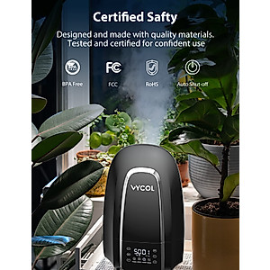 Humidifiers for Bedroom, Vycol 5.6L Smart Cool Mist Humidifier with Humidity Sensor & Timer for Large Room Home, Customized Humidity, Whisper Quiet Ultrasonic Air Vaporizer for Baby and Plants