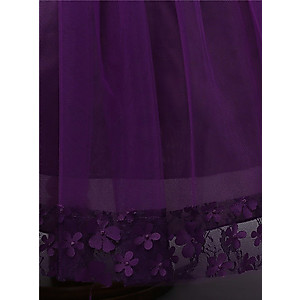 Pageant Dresses for Girls 7-16 Special Occasion Tops Sleeveless Knee Length Little Girl Dresses Size 5 6 for Wedding Party Princess Pageant Elegant Lace Tutu Tulle Ball Gown (Dark Purple, 8)