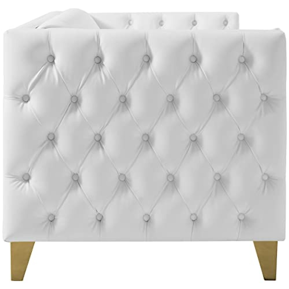 Meridian Furniture 651White-S Michelle Collection Modern | Contemporary Sofa with Deep Button Tufting, Nailhead Trim and Sturdy Gold Iron Legs, 90" W x 34" D x 30" H, White