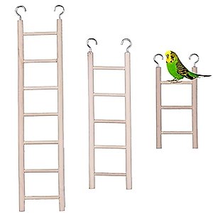 JOPE 3 Sizes Wooden Bird Ladder for Cage, Bird Parrot Step Ladders Toys, Cage Hanging Pet Cage Ladders Climbing Ladder for Parakeets, Parrots, Cockatoo, Lovebirds