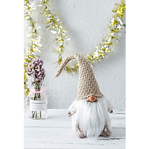 Funoasis Holiday Gnome Handmade Swedish Tomte, Christmas Elf Decoration Ornaments Thanks Giving Day Gifts Swedish Gnomes tomte 16 Inches (Khaki)