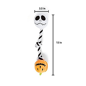 Disney Nightmare Before Christmas Pumpkin King Rope Tug Chew Dog Toy, Two Built-in Squeakers, Multi-Sensory Toy