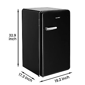 COMFEE 3.3 Cubic Feet Solo Series Retro Refrigerator Sleek Appearance HIPS Interior, Energy Saving, Adjustable Legs, Temperature Thermostat Dial, Removable Shelf, Perfect for Home/Dorm/Garage [Black]