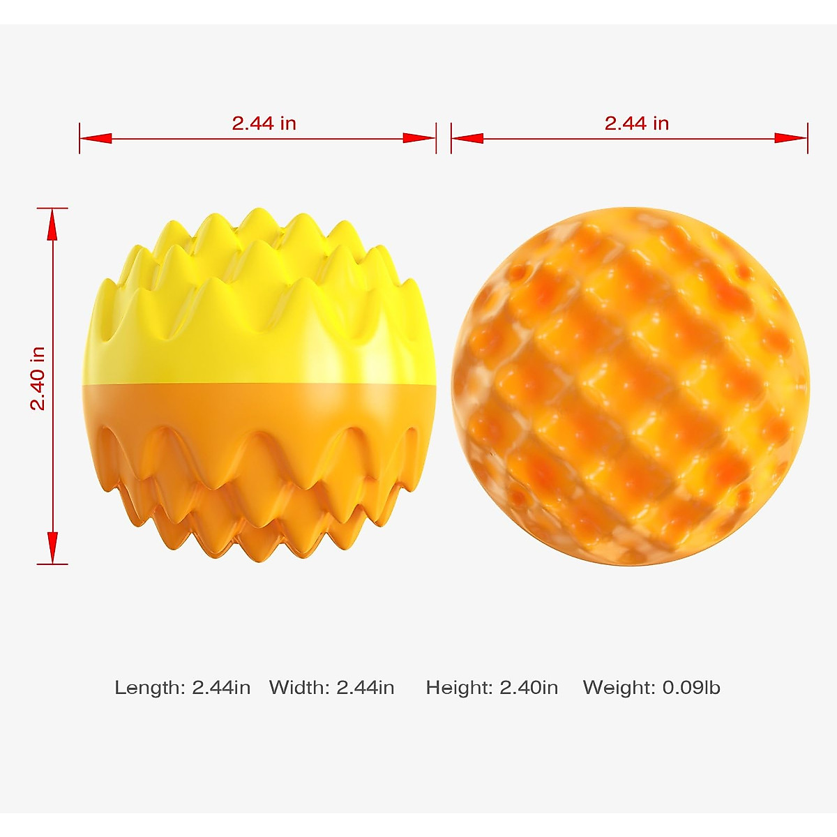 Squeaky Dog Ball Toy for Aggressive Chewers - Dental Dog Toy for Healthy Teeth & Gums - Spiky Ball Durable Floatable Rubber Pet Toys - Mental Enrichment - All Breed Sizes