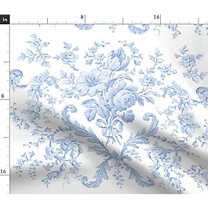 Spoonflower Fabric - Grandmillennial Cottagecore French Countryside Blue and White Floral Printed on Petal Signature Cotton Fabric by The Yard - Sewing Quilting Apparel Crafts Decor