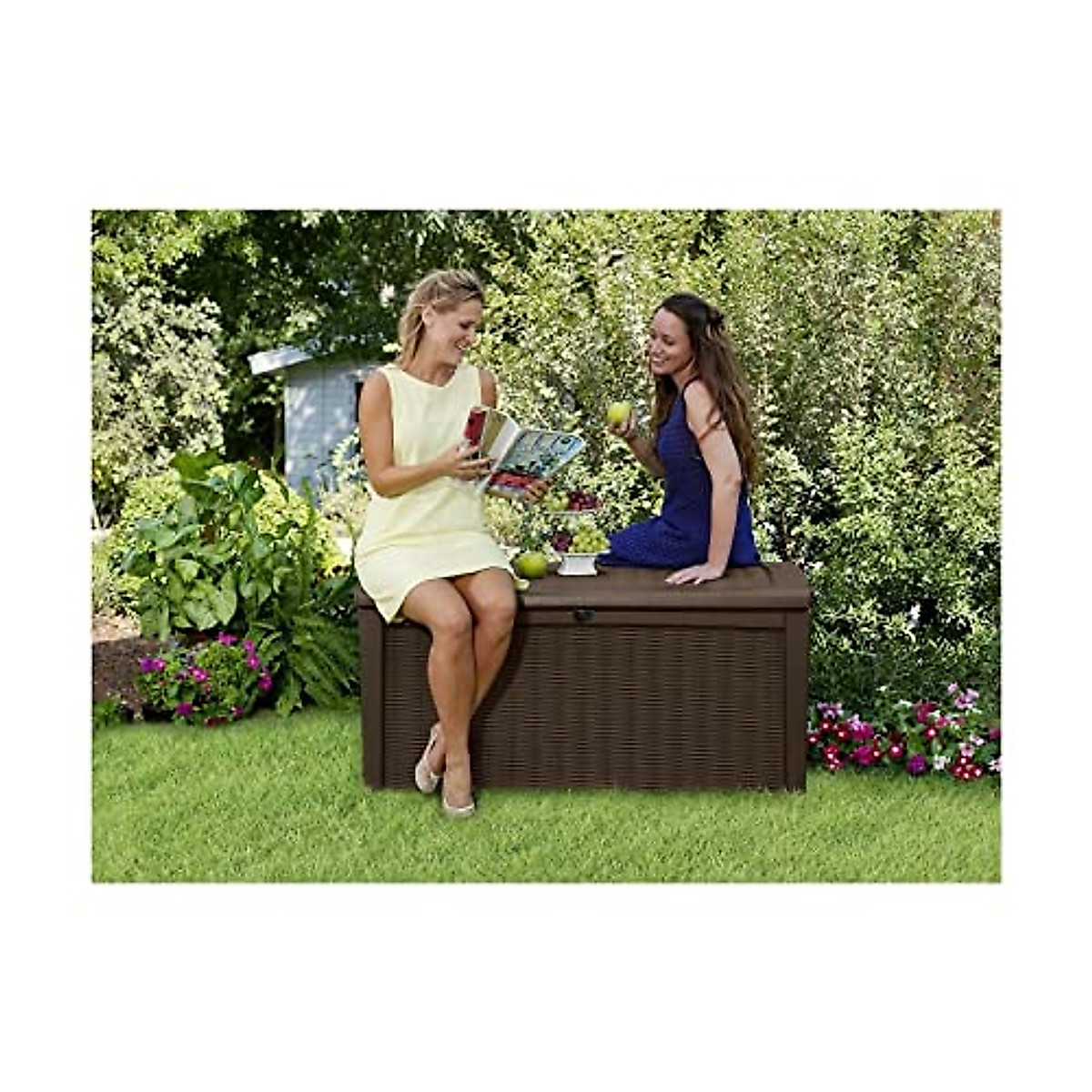 ALIDAM Deck Box Storage Box 110 Gallon Resin Deck Box-Organization and Storage for Patio Patio Deck Garden Furniture