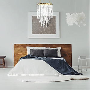 Cioceen Acrylic Chandelier Ceiling Light Shade Beaded Hanging Pendant Lampshade with Gold Frame for Bedroom for Wedding Party H12.9 X W8.7 3 Tiers