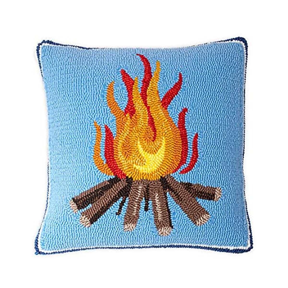Plow and Hearth Indoor/Outdoor Hooked Polypropylene Campfire Throw Pillow