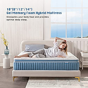 Rimensy Queen Mattress, 12 Inch Hybrid Mattress in a Box, Gel Memory Foam Mattress, Individually Wrapped Pocket Coils Innerspring Mattress, Support & Pressure Relief, Medium Firm Feel, 60"*80"*12"
