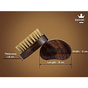 RUBAB MEN 100% Boar Bristle Beard Brush: Travel-Friendly, Premium Wood Handle & Hand-crafted in India | Ideal for Daily Beard Use