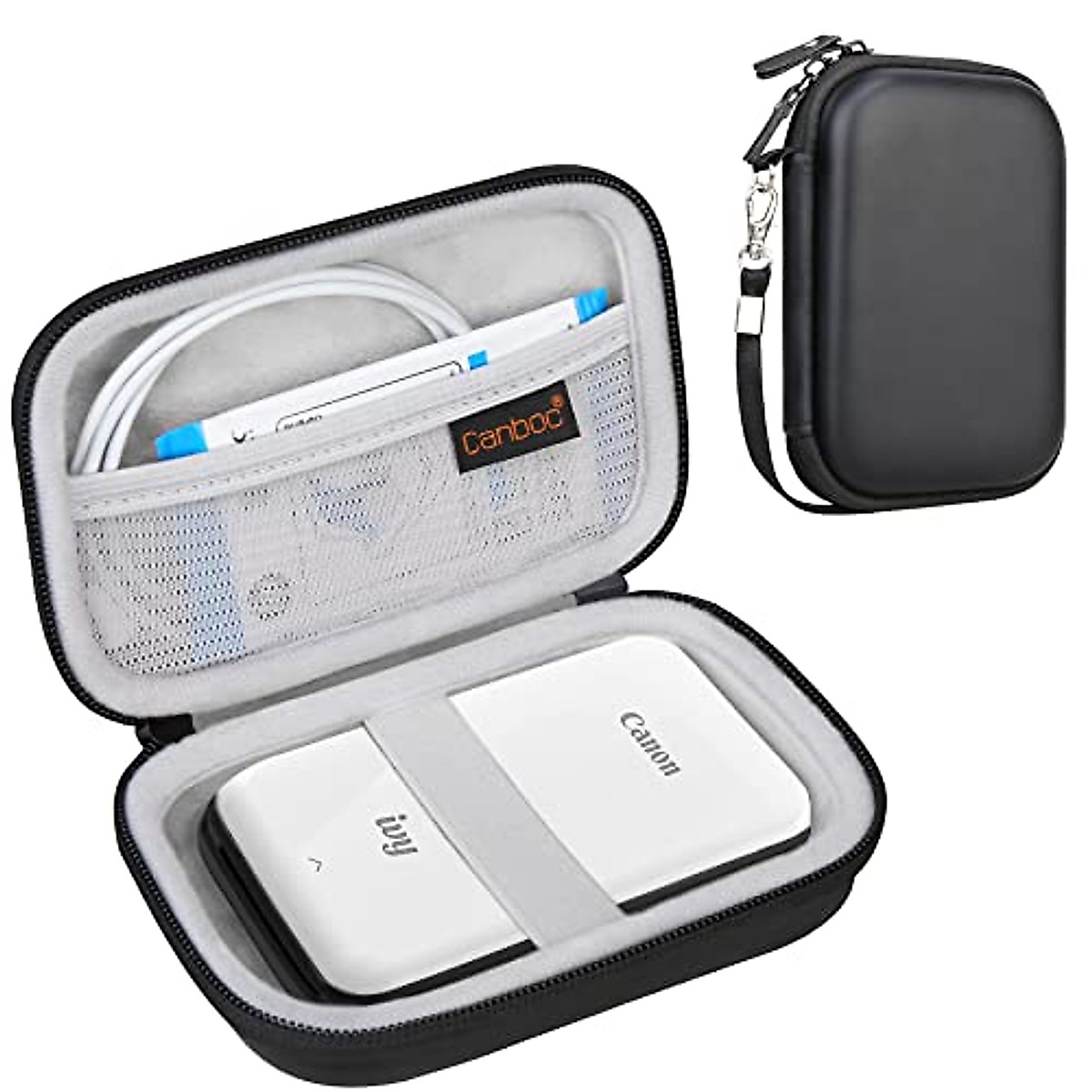 Canboc Hard Case for New Canon Ivy 2 Mini/Canon Ivy Mini/Canon Ivy CLIQ+ CLIQ 2 CLIQ+2 Photo Printer Mobile Wireless Bluetooth Instant Camera Printer, Mesh Bag fit Photo Paper Cable, Black