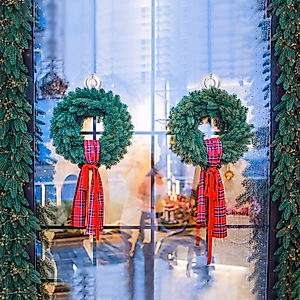 VIS'V Wreath Hanger, Large Clear Heavy Duty Suction Cup Wreath Hooks with Wipes 22 LB Removable Strong Window Glass Door Suction Cup Wreath Holder for Halloween Christmas Wreath Decorations - 2 Pcs