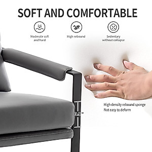 UNICOO Faux Leather Metal Frame Accent Chair - Modern Accent Chairs for Living Room, Bedroom, or Office - Armchairs Living Room Chairs Leisure Chair Reception Chair (ZKL-239K-DG Dark Grey)