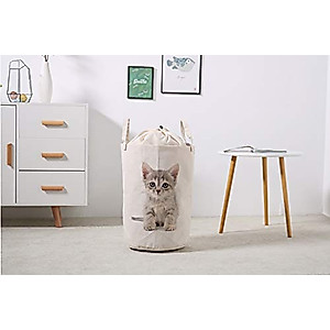 LifeCustomize Laundry Hamper Basket Small Gray Kitten Cat Print Folding Nursery Clothing Storage Bins with Handles