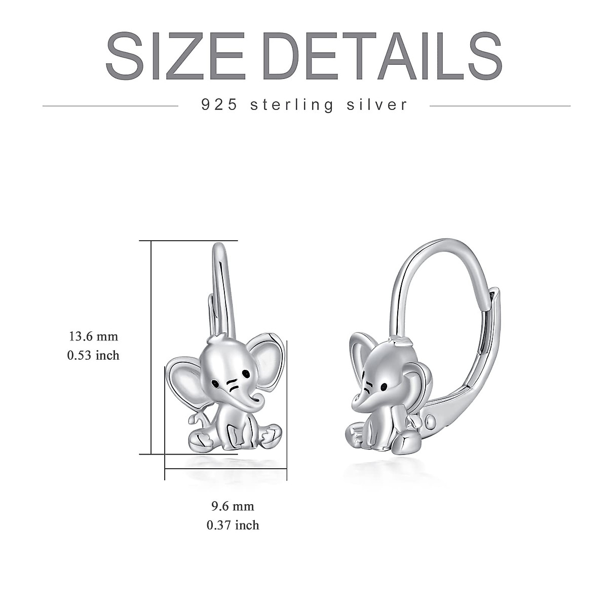 Sterling Silver Elephant Hoop Earrings Elephant Gifts Elephant Jewelry for Women Hypoallergenic Earrings