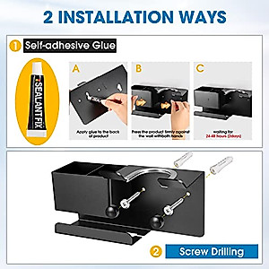 BOJDOPIE Hair Dryer Holder Wall Mounted, Blow Dryer Organizer for Bathroom, Aluminum Alloy Multi-functional Hair Dryer Rack for Dyson Supersonic, Morden Black