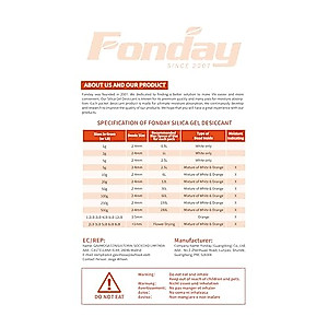 20Gram [15 Packets] Fonday Rechargeable Silica Gel Desiccant Packets Food Grade Fast Reactivate Desiccant Bags Moisture Indicating Orange to Green