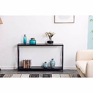 Volowoo Industrial Console Table, 3-Tier Entryway Table, Hallway Table, Narrow Sofa Table with Shelves, Entrance Table for Entryway, Living Room, Foyer, Hallway, Office, (Black)