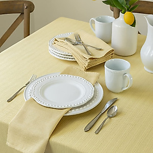 Benson Mills Textured Fabric Table Cloth, for Everyday Home Dining, Parties, Weddings & Spring Holiday Tablecloths (60" x 84" Rectangular, Sunshine/Yellow)