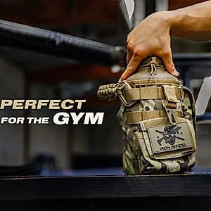 Iron Infidel Battle Bottle - Half Gallon Insulated Water Bottle with Paracord Handle - Large 64 oz Stainless Steel Water Jug & Rugged, Removable Sleeve For Keys, Wallet, Phone (OCP Camo 2 Liter)