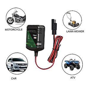 Unocho 12 volt battery charger 750mA smart automatic battery charger and maintainer intelligent trickle charger for automotive car motorcycle lawn mower boat atv sealed lead acid batteries