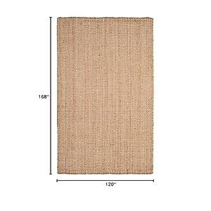 SAFAVIEH Natural Fiber Collection Area Rug - 10' x 14', Natural, Handmade Basketweave Jute, Ideal for High Traffic Areas in Living Room, Bedroom (NF401A)