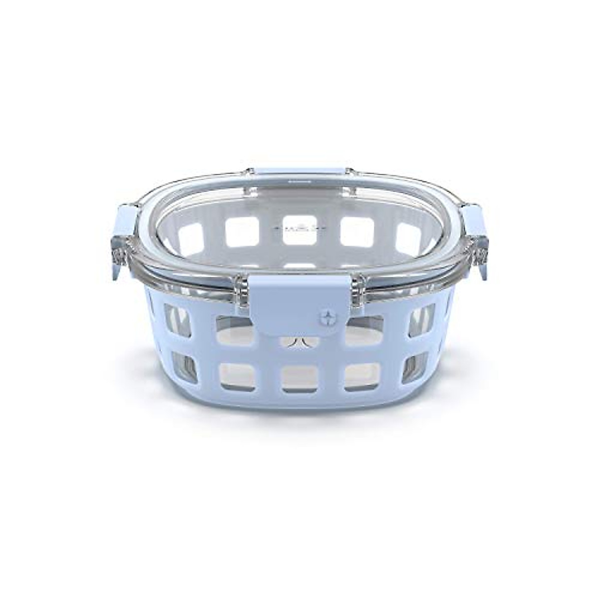 Ello Duraglass Meal Prep Container, 4 Cup- Glass Food Storage Container with Silicone Sleeve and Airtight BPA-Free Plastic Lid, Dishwasher, Microwave, and Freezer Safe, Halogen Blue