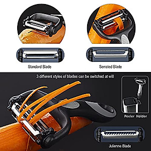 18 Pieces Black Kitchen Utensils Set Cooking Utensils Set Stainless Steel Knife Set with Block, 7 Piece Silicone Cooking Utensils Set with Scissors Vegetable Peeler Knife Sharpeners Cutting Board