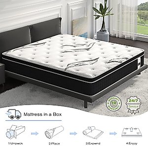 Martisiluna YM-QU 10.5 Inch Hybrid Gel Memory Foam Mattress in a Box with Individually Wrapped Coil Innerspring and Enhanced Edge Support, Twin