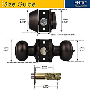 4 Pack Entry Door Knob and Deadbolt Set, Keyed Alike Oil Rubbed Bronze Exterior Door Knob with Single Cylinder Deadbolt Lock Set, Front Door Knob and Deadbolt for Entrance and Office Door