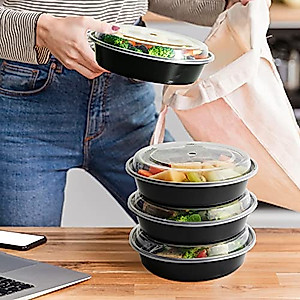 MUCHII [50 Pack Meal Prep Container, 24 oz Round To Go Containers with Lids, Plastic Containers for Food Microwave and Freezer Safe.