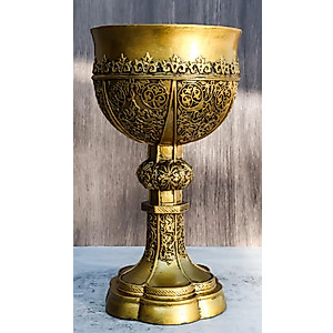 Ebros Decorative Merlin's Holy Grail The Golden Cup Of Life Decorative Chalice Ceremonial Cup Arthurian Legends Medieval Accent Decor