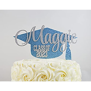Personalized 2023 Graduation Cap Glitter Paper Party Cake Topper