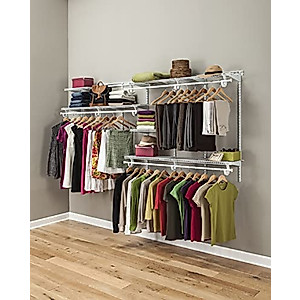 ClosetMaid ShelfTrack Wire Closet Organizer System Adjustable from 7 to 10 Ft, with Shelves, Clothes Rods, Hardware, Durable Steel, White, 7 ft ft