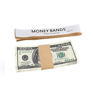 L LIKED Blank Natural Kraft Brown Currency Straps Bill Wrappers (300 PCS)