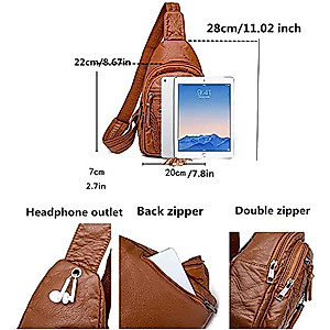 IAGOM Small Leather Sling Bag, Shoulder Sling Bag, Crossbody Sling Backpack for Women Purse