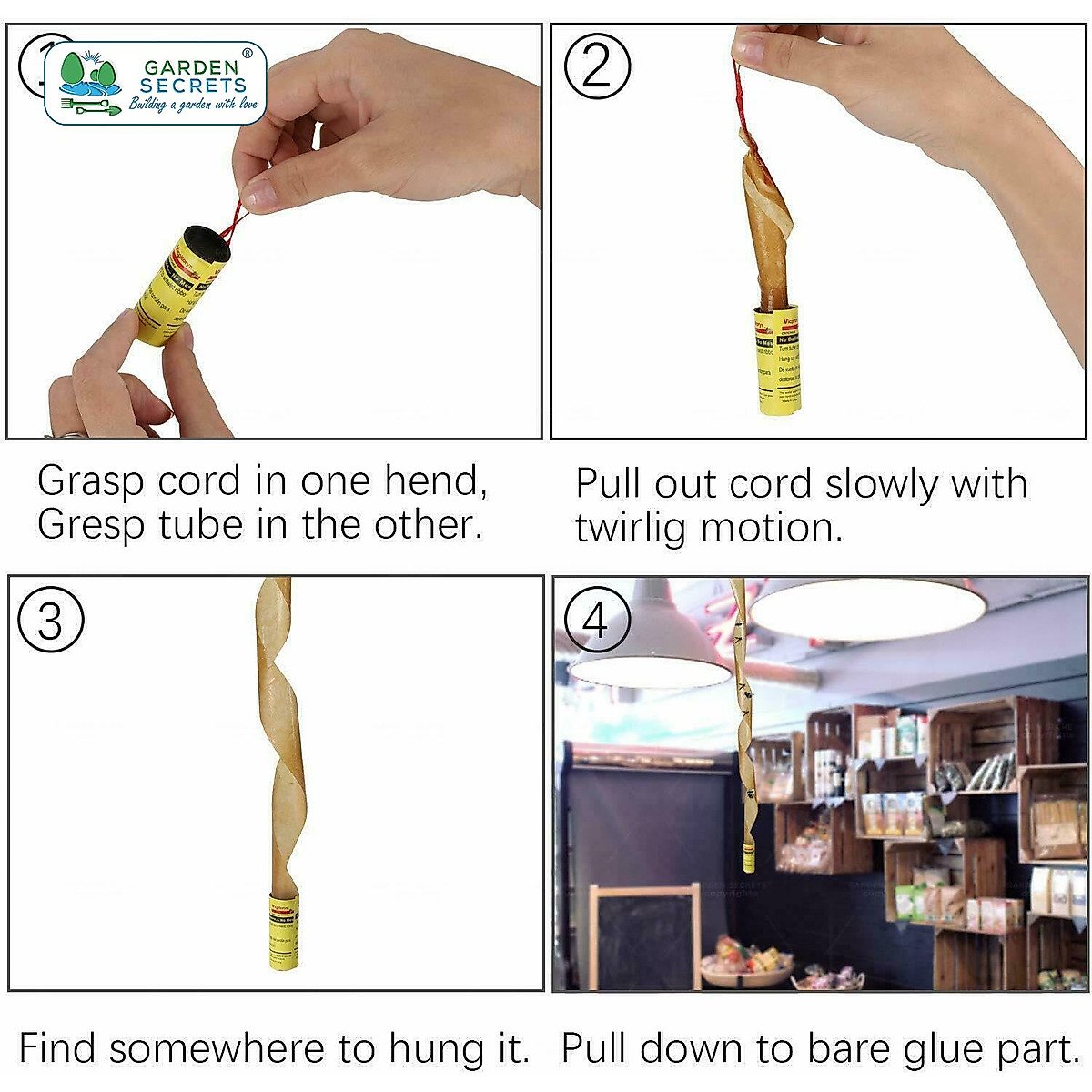 GARDEN SECRETS® Insect Bug Fly Glue Paper Catcher Trap Ribbon Tape Strip Sticky Flies 16 Rolls