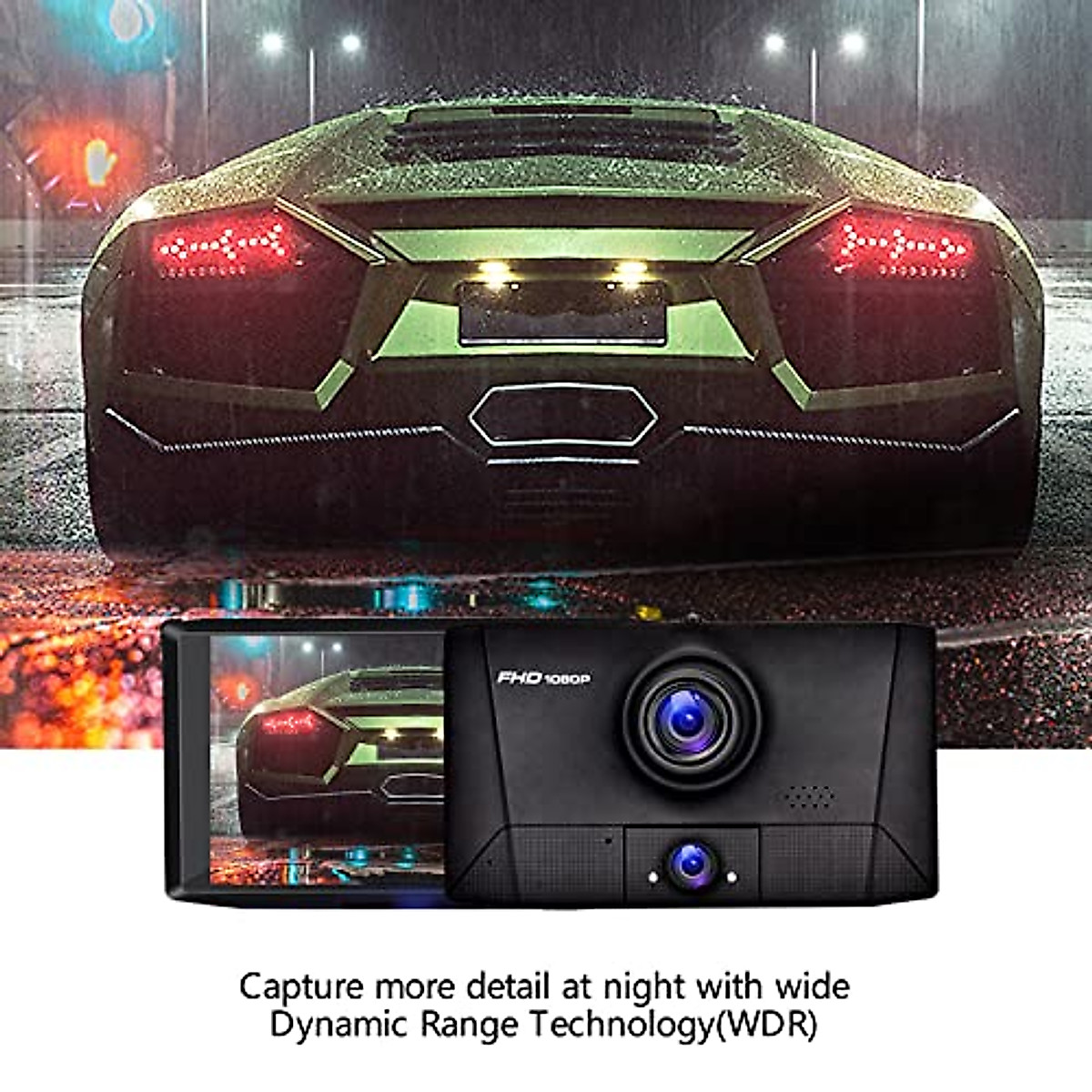 1080P Front and Rear Dash Cam for Car - Smart Driving Recorder - Car Driving Recorder with Night Vision, Seamless Loop Recording, Emergency Video Lock - Dashcam with 4.0Inch IPS