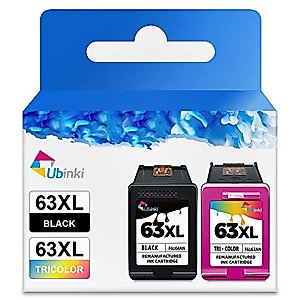 Ubinki 63XL Ink Cartridge Black Color Combo Pack Replacement for HP 63 HP63XL 63xl HP63xl Ink for OfficeJet 3830 4650 4655 5200 5255 5258 Envy 4520 4512 4516 DeskJet 1112 1110 3630 3632 3634 Printer