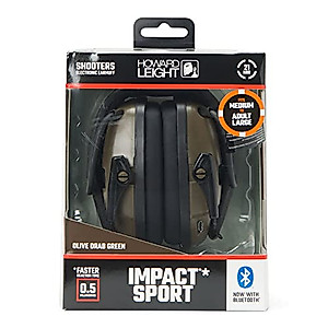 Honeywell Ademco Howard Leight Impact Sport Bluetooth 5.0 Electronic Shooting Earmuff (R-02548) Od Green