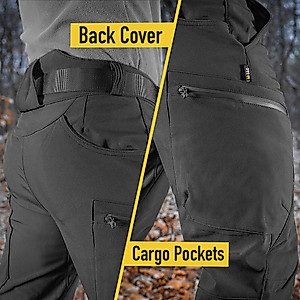 M-Tac Winter Tactical Pants for Men Softshell Insulated Fleece Lined Cargo Pants (Black, M)
