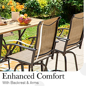 Sophia & William Outdoor Bar Set, Patio Bar Table and Chairs Set, Bar Height Patio Set - 4 x Swivel Bar Chairs(Brown), 1 x Rectangular Bar Table(Black)