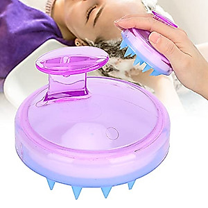 Shampoo Massager Brush, Round Silicone Scalp Massage Exfoliator Comb for Hair Cleaning Washing, Shampoo Brush Massager for All Hair Types of Women, Men (purple)