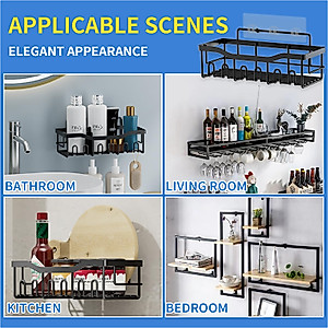 Xiaozxwlhq Corner Shower Caddy Hanging, Adhesive Shower Organizer for Bathroom, No Drilling, Extra Large Load Bearing, Bathroom Organizer, Bathroom Shower Shelves, 5 Pieces Set (Black)